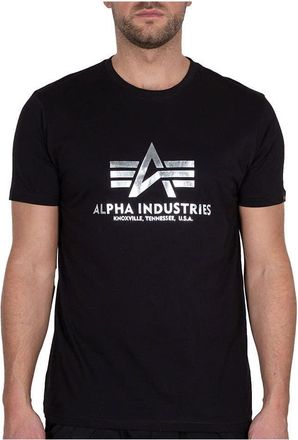 Alpha Industries Alpha Industries Herren Basic Foil Print T-Shirt, Black/Metalsilver, L