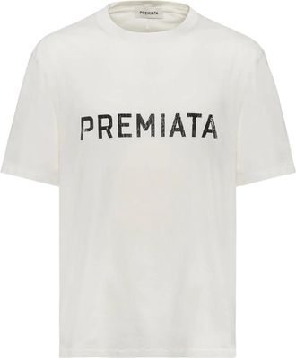 Premiata Homme, Tops, Blanc, Taille: M T-shirt en coton avec imprim&eacute;