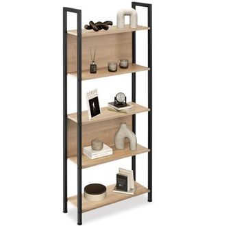 TecTake TecTake &Eacute;tag&egrave;re &eacute;chelle &agrave; 5 Niveaux Dont Deux avec parois arri&egrave;res, 62 x 24 x 165,5 cm, Biblioth&egrave;que Style Industriel, Meuble de Rangement Chambre Sal