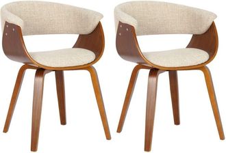 Clp Lot de 2 chaises Bruce tissu Noyer / Crème