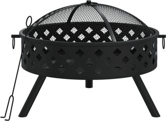 vidaXL Feuerschale mit Schürhaken 58 cm xxl Stahl Vidaxl