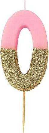 Talking Tables Rosagold-Glitzer-Kerze mit der Zahl 0 | Hochwertige Tortendekoration | H&uuml;bsch, glitzernd f&uuml;r Kinder, Erwachsene, Jugendliche, Geburtstagsfeier