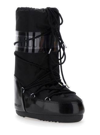 Moon Boot Womens Snow Boots Icon Black Tech Fabric