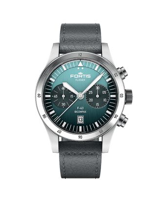 Fortis FLIEGER F-43 Bicompax Petrol Herrenuhr F4240009