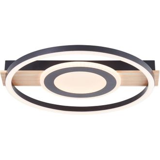 Brilliant BRE-Light Plafonnier LED Maureen 39x37cm noir/bois m&eacute;tal/bois/plastique LED 22 W int&eacute;gr&eacute;e (flux lumineux : 2900lm, couleur de la lumi&egrave;re : 3000K)