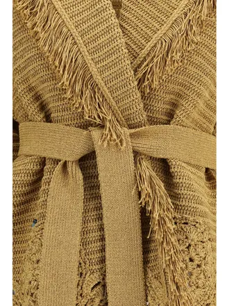 Alanui Womens Cardigan Island Memories Gold Polyester Sweater