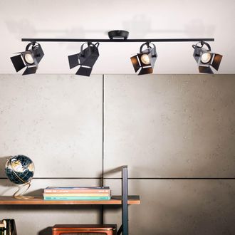 Lightbox LED Deckenstrahler mit warmwei&szlig;em Licht - 4 flammiges Spotrohr mit schwenkbaren K&ouml;pfen - Leuchtmittel inklusive und wechselbar - aus Metall - in Matt 