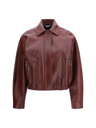 Versace Womens Leather Jacket Dark Burgundy Calf
