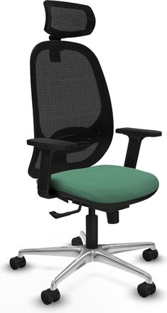 Piqueras y Crespo Cilanco B&uuml;rostuhl aus Stoff mit 2D-Armen, h&ouml;henverstellbare Lendenwirbelst&uuml;tze und h&ouml;henverstellbares Kopfteil, Schwarz / Smaragdgr&uuml;n