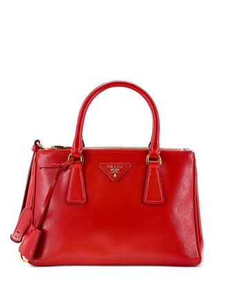 Prada mini sac cabas Double Zip Lux Vernice en cuir Saffiano - Rouge
