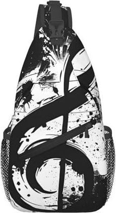 Generic Sacoche Tactique Note de musique aquarelle style vintage R&eacute;glable Sac Bandouli&egrave;re Casual Crossbody Bag pour &eacute;cole Camping Voyage