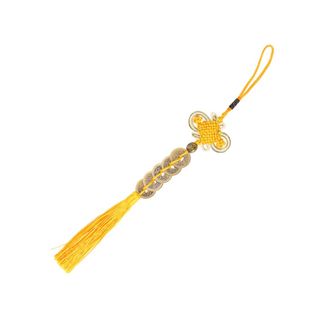 Pretyzoom Chinesischer Knoten Kupferm&uuml;nze Autoanh&auml;nger Mit Quaste F&uuml;r Wohlstand Und Gesundheit Geeignet F&uuml;r Auto B&uuml;ro Und Zuhause Gelb