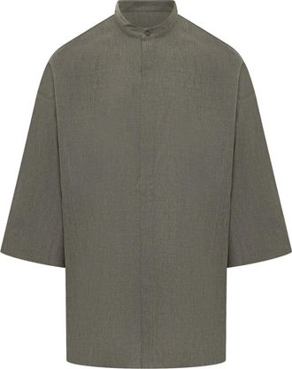 Fear of God Homme, Tops, Vert, Taille: M Chemise &agrave; Manches Courtes avec Col Mao