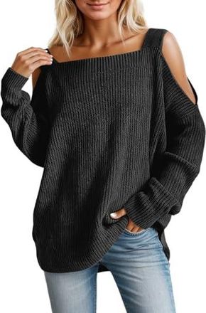 Generic 2025 Haut Sexy Femme &Agrave; &Eacute;paules D&eacute;nud&eacute;es- Pull Chic Et Elegant Couleur Unie Tricot Manche Longue Sweater D&eacute;contract&eacute; Doux Ample Tunique Automne Hiver T