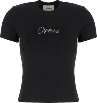 Coperni Femme, Tops, Noir, Taille: 38 FR Crystal Logo T-Shirt