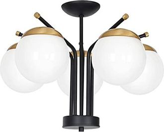 Homemania Kronleuchter, Metall Glas, Schwarz/goldfarben