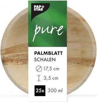 Papstar Schale pure rund, 300 ml, &Oslash; 17,5 cm aus Palmblatt