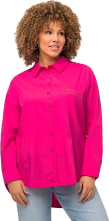 Ulla Popken Damen Hemdbluse mit Besatz Bluse, magentapink, 42-44