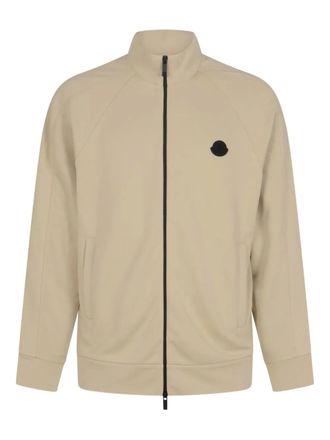 Moncler sweat zipp&eacute; &agrave; patch logo - Tons neutres