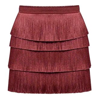 PatBo Amber Fringe Skirt - - Skirts - Damen - Braun - 2XS