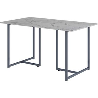 Vicco Esstisch Merido, Grau/Marmor-Wei&szlig;, 140 x 80 cm, Vicco