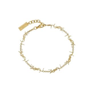 Saint Laurent Gliederarmband mit Logo-Plakette - - Accessories - Damen - Gelb - M