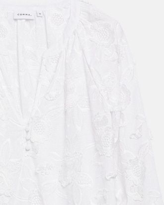 Comma Langarmbluse Bluse Tunika-Bluse mit floraler All-over-Stickerei
