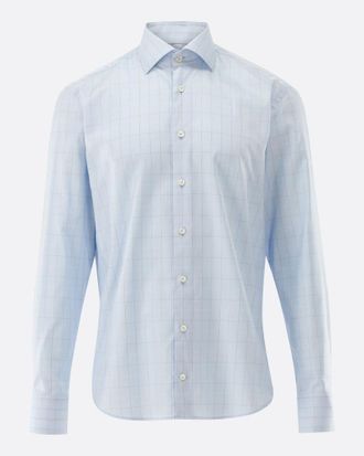 van Laack Kariertes Oxford Hemd mit Haifischkragen