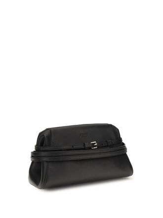 Moschino Womens Belt-Detail Clutch Nero Goatskin-Hircus Goatskin Clutches Goatskin/hircus