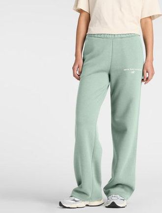 New Balance Damen Logo Fleece Pant in Gr&uuml;n, Baumwollfleece, Gr&ouml;&szlig;e L