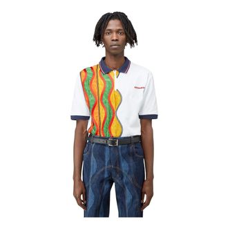 Ahluwalia Studio Polo Wave - Homme - Tops - Blanc - Taille: S