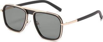 Generic Lunettes De Soleil Carrées En Métal UV400 For Hommes Lunettes De Soleil De Sport De Plein Air For Femmes(Gray)