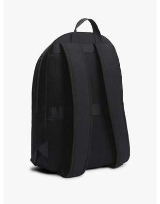 Tommy Hilfiger Sac &agrave; dos arrondi &agrave; double fermeture &eacute;clair et logo - Noir