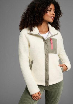 Kangaroos Fleecejacke &Uuml;bergangsjacke kurze Fleecejacke Teddy-Fleece Druckkn&ouml;pfen