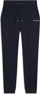 Freddy Pantalon Femme en Jersey &Eacute;lastique avec Bas C&ocirc;tel&eacute;, Logo Perl&eacute;, Design Dynamique
