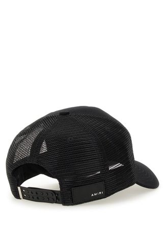 Amiri AMHATR1014_BLACK Logo-Embroidered Cotton Baseball Cap - Black