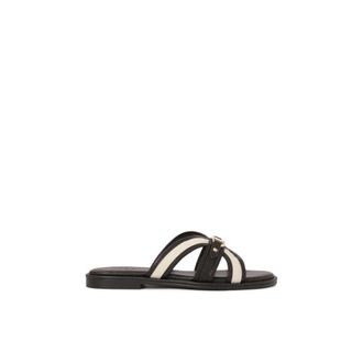 Kazar Bequeme Flip-Flops aus Leder und Stoff auf einer flachen Sohle - - Shoes - Damen - Schwarzk - 40 EU