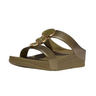 FitFlop FitFlop Halo Bead-Circle Sandales compens&eacute;es avec barre en H pour femme, Vert camouflage m&eacute;tallis&eacute;, 38 EU