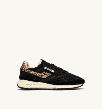 Autry SNEAKERS REELWIND LOW MIT CAVALLINO-EFFEKT UND NYLON IN SCHWARZ UND LEOPARD