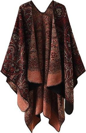 ORANDESIGNE Poncho Ch&acirc;le Femme &Eacute;charpe Cape &Eacute;paisse El&eacute;gant Chaud Automne et Hiver Grand Taille Foulard Chaud Ouverture Faux Cachemire Douce Ch&acirc;le Imprim&eacute; Ethniqu