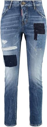 Dsquared2 Femme, Jeans, Bleu, Taille: 36 FR Jean en denim d&eacute;lav&eacute; &agrave; &eacute;claboussures de peinture