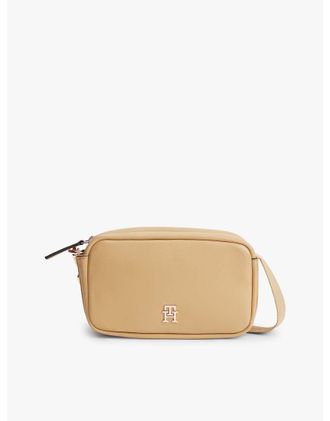 Tommy Hilfiger Kameratasche zum Umh&auml;ngen in Khaki mit Logoband-Braun