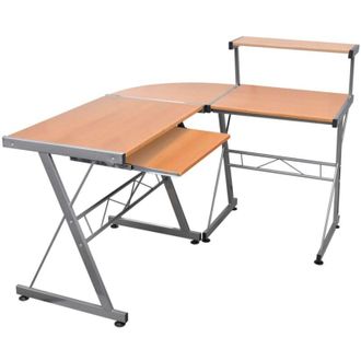 vidaXL Vidaxl - Bureau dordinateur dangle Marron 132x112x99cm Bois ing&eacute;nierie