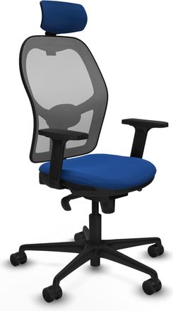 Piqueras y Crespo B&uuml;rostuhl mit verstellbarer R&uuml;ckenlehne, 2D-Armlehnen, h&ouml;henverstellbare Lendenwirbelst&uuml;tze und Kopfteil, h&ouml;henverstellbar und neigbar, Grau/Blau