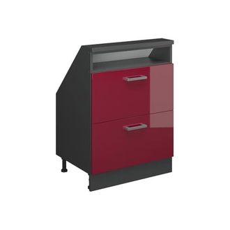 Vicco Meuble sous Pente R-Line, Rouge Brillant/Anthracite, 60cm avec 2 tiroirs