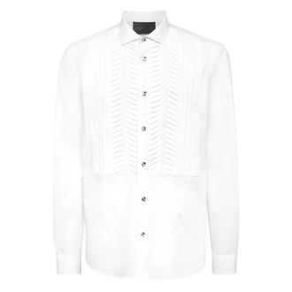 Philipp Plein Black Tie Hemd Langarm - - Shirts - Herren - Wei&szlig; - 4XL