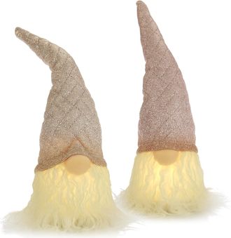 Com-Four 2X Premium Weihnachts-Wichtel mit LED als Weihnachtsdeko - skandinavischer Zwerg mit warmwei&szlig;em LED-Licht - beleuchteter Deko-Gnom - Kobold [Auswahl v