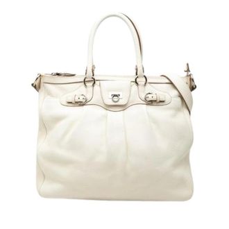 Ferragamo Pre-owned Gancini Leder Tote Bag - - Pre-owned - Damen - Wei&szlig; - ONE SIZE