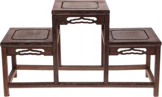 NUOBESTY Massiver Holz standregal Curio Storage Rack Antikes Display Shelf für Wohnzimmer und Büro Vielseitiges Desktop Regal mit Natürlicher Holzmaserung Eleg