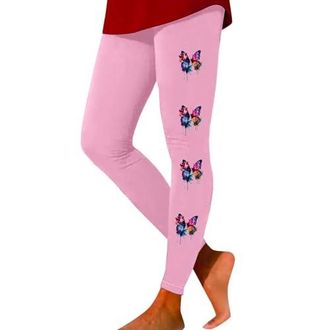 Generic Leggings de Saint-Valentin 2026 &agrave; la mode pour femmes - Imprim&eacute; d&eacute;contract&eacute; - Pantalon long et &eacute;lastique, rose, XL